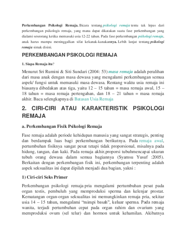 Doc Perkembangan Psikologi Remaja