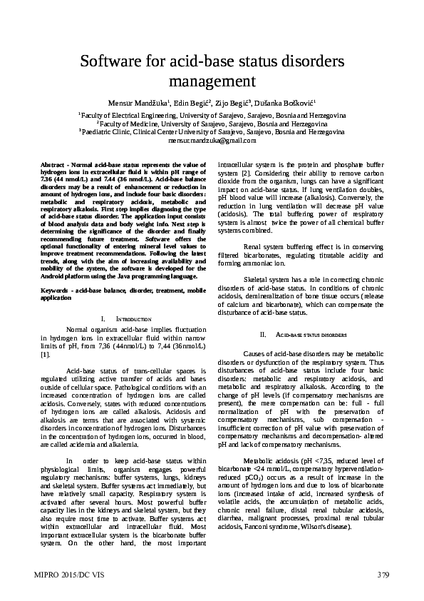 (PDF) Software for acid-base status disorders management | Dusanka ...