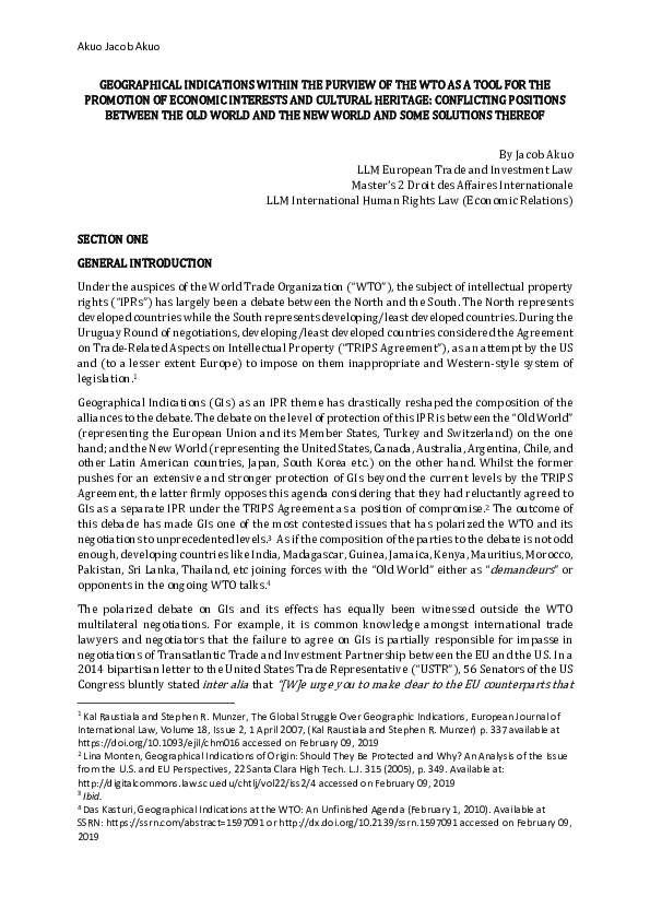 (DOC) Geographical Indication Paper