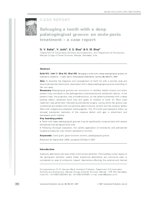 (PDF) ENDO-PERIO LESION: A CASE REPORT | Editor International Journal ...