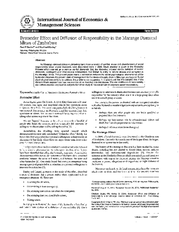 (PDF) Bystander Effect and Diffusion of Responsibility in the Marange ...