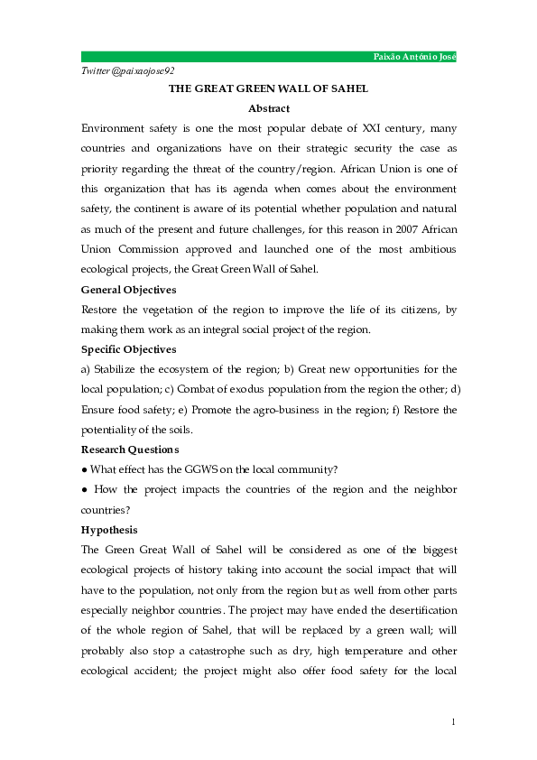 (PDF) THE GREEN GREAT WALL OF SAHEL