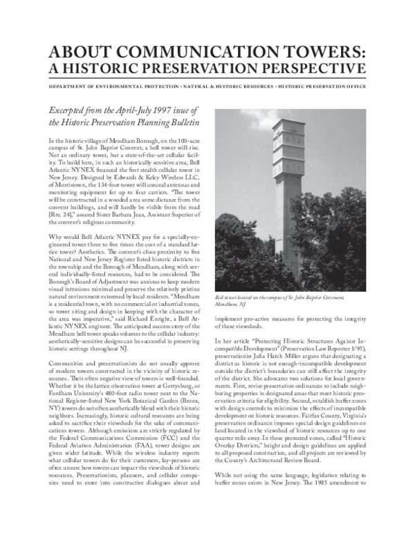 (PDF) About Communications Towers: A Historic Preservation Perspective
