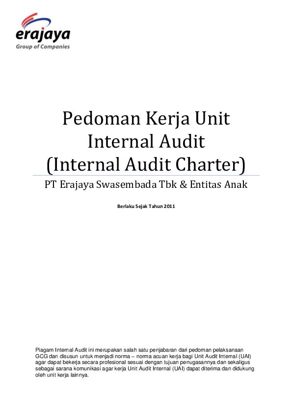 (PDF) Pedoman Kerja Unit Internal Audit (Internal Audit Charter