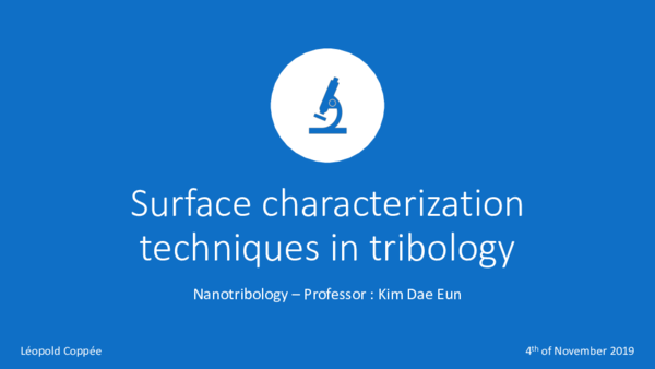 (PDF) Surface characterization techniques in tribology