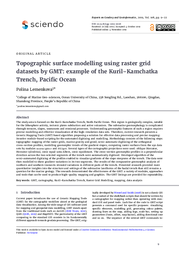 (PDF) Topographic surface modelling using raster grid datasets by GMT ...