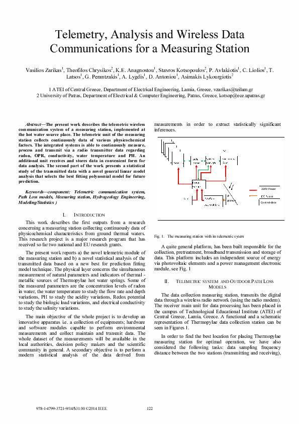 Pdf Telemetry Analysis And Wireless Data Communications For A