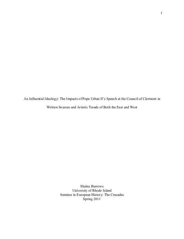 (DOC) An Influential Ideology: The Impacts of Pope Urban II’s Speech at ...