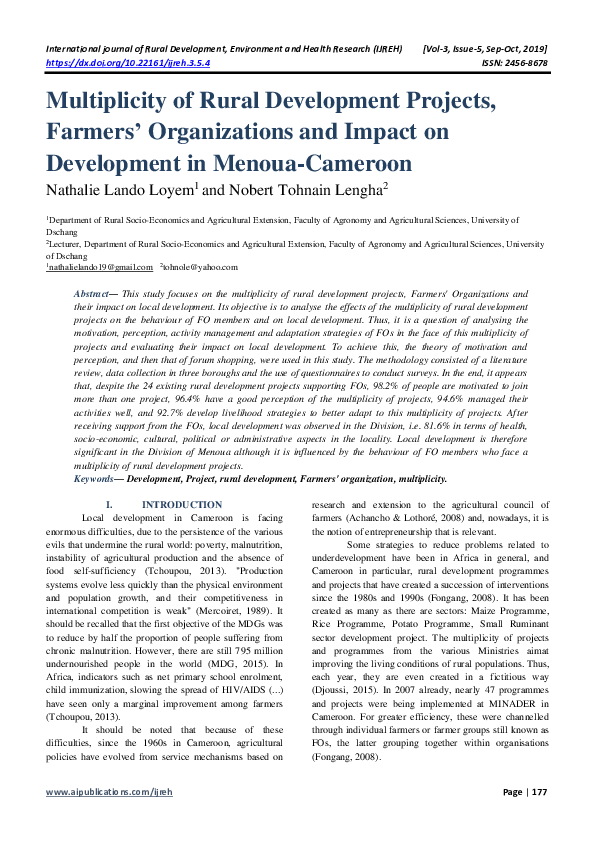 (PDF) Multiplicity of Rural Development Projects, Farmers ...