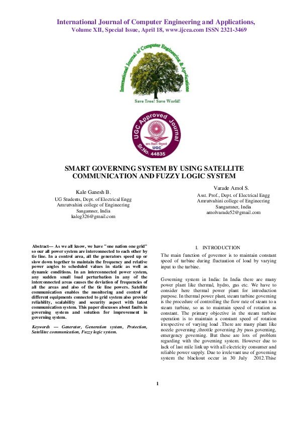 (PDF) Smart governing system using satellite communication and fuzzy logic