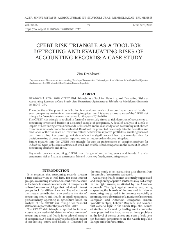 Pdf Cfebt Risk Triangle As A Tool For Detecting And Evaluating Risks Of Accounting Records A