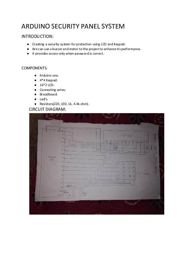 Pdf Arduino Security Panel System Introduction Ruhuman M