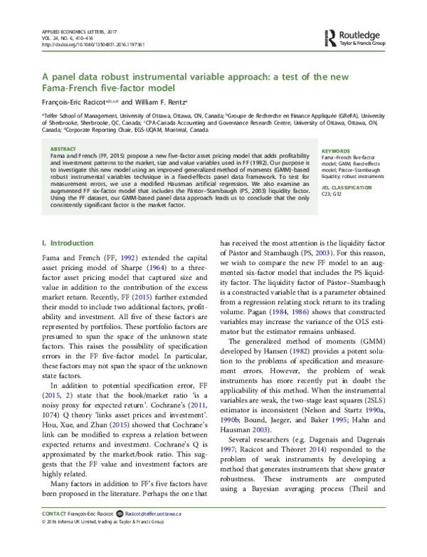 (PDF) A panel data robust instrumental variable approach: a test of the ...