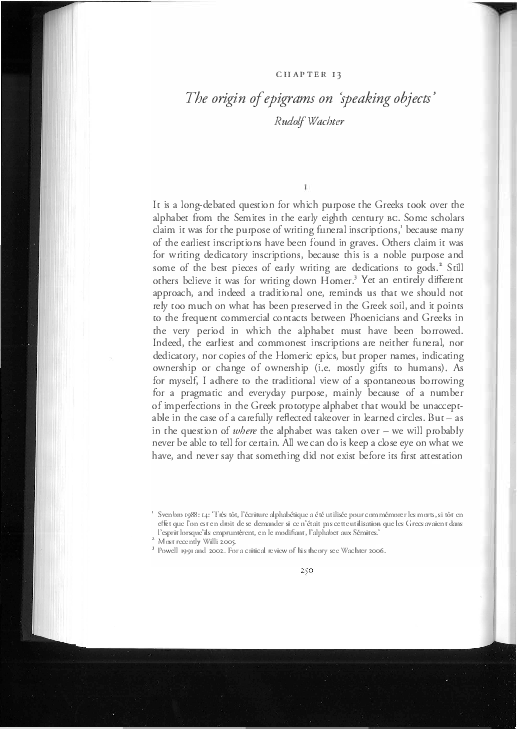 (PDF) The origin of epigrams on speaking objects