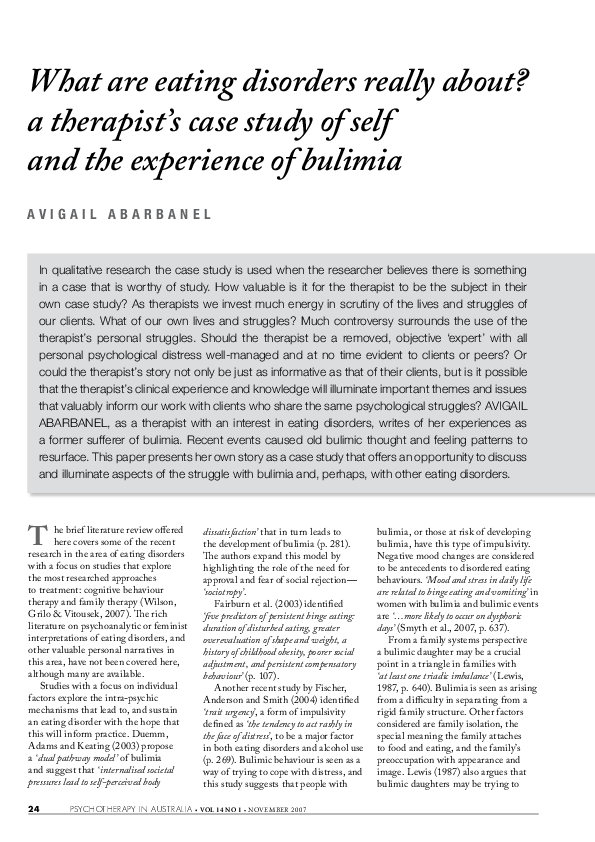 (PDF) What are eating disorders really about? a therapist's case study ...