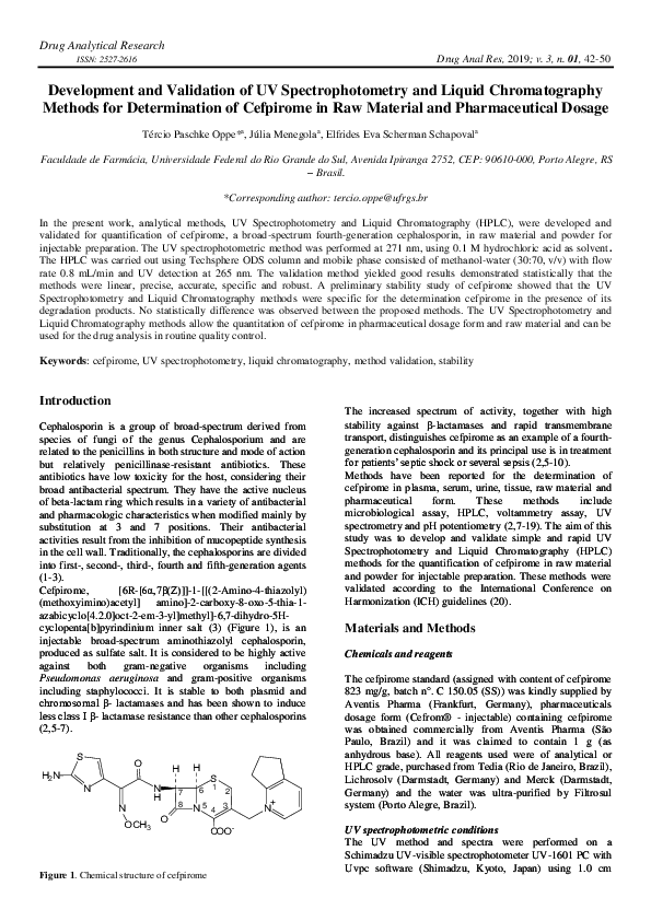 (PDF) Development and Validation of UV Spectrophotometry and Liquid Chromatography Methods for ...