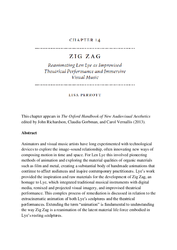 (PDF) Zig Zag: Reanimating Len Lye as Improvised Theatrical Performance ...