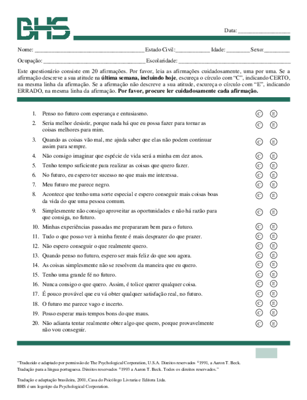 (PDF) Escalas Beck BDI BAI BHS (1)