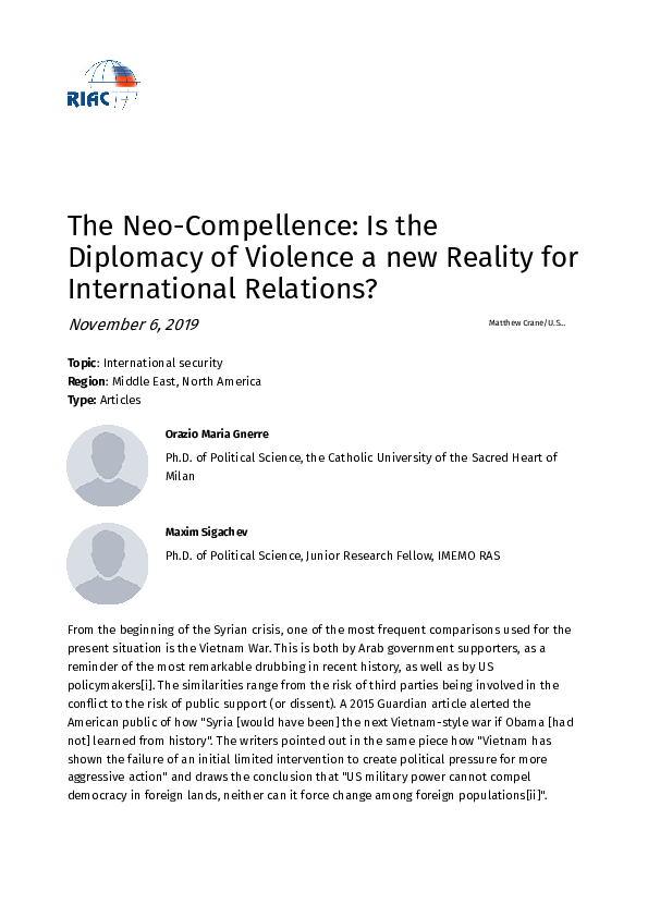 (PDF) The Neo-Compellence: Is the Diplomacy of Violence a new Reality ...