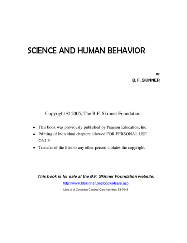 (PDF) SCIENCE AND HUMAN BEHAVIOR