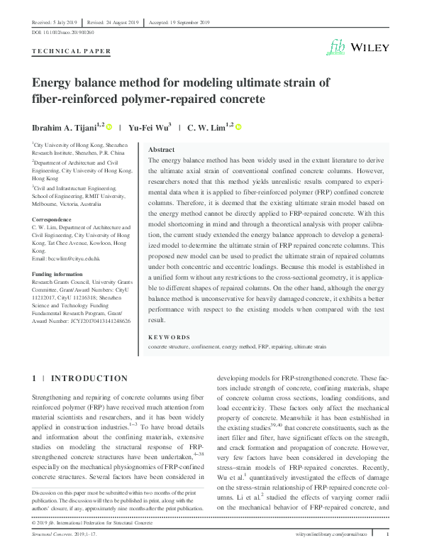 (PDF) Energy balance method for modeling ultimate strain of fiber ...