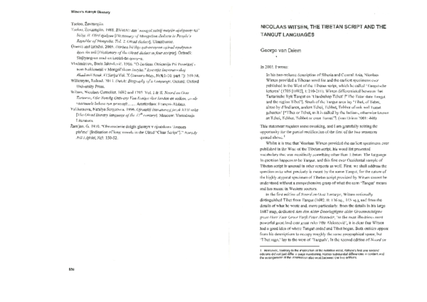 (PDF) Nicolaas Witsen, the Tibetan script and the Tangut languages