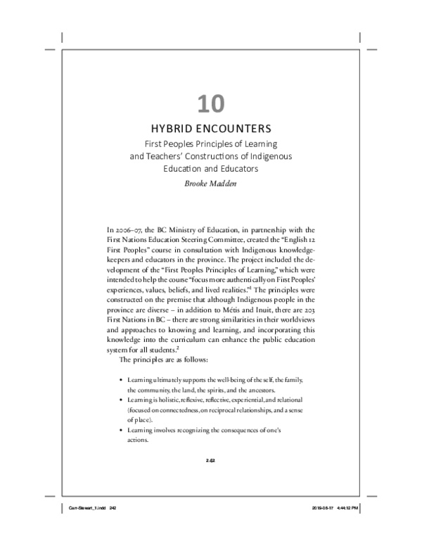 (PDF) Hybrid encounters: First Peoples Principles of Learning and ...