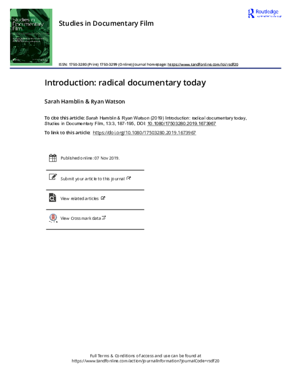 (PDF) Introduction: Radical Documentary Today