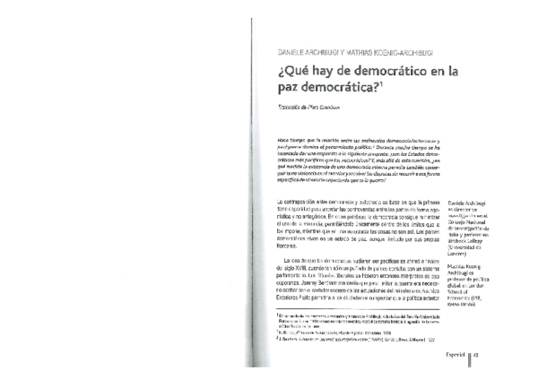 (PDF) ¿Qué hay de democrático en la paz democrática?