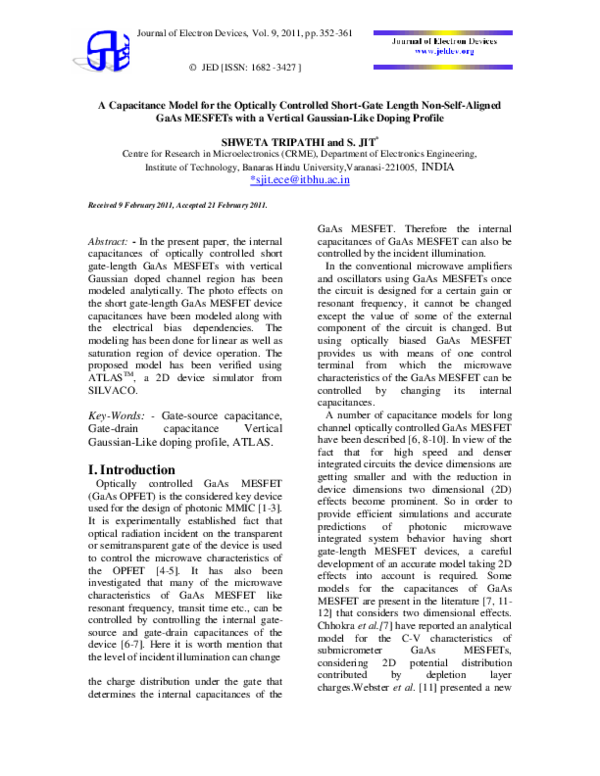 (PDF) Capacitance Model for the Optically Controlled Short Gate Length Non Self Aligned GaAs ...