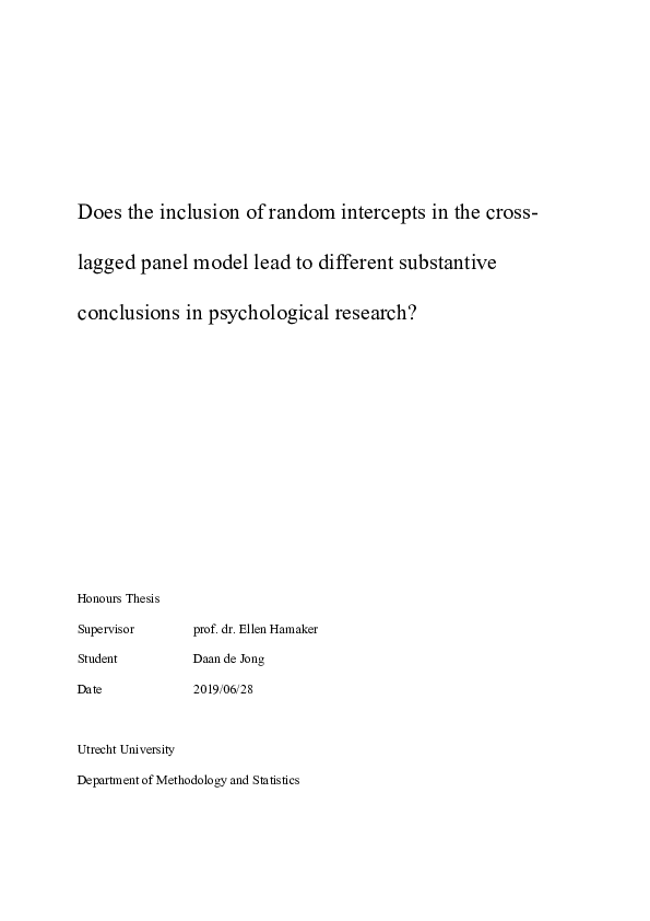 (PDF) Does the inclusion of random intercepts in the cross- lagged ...