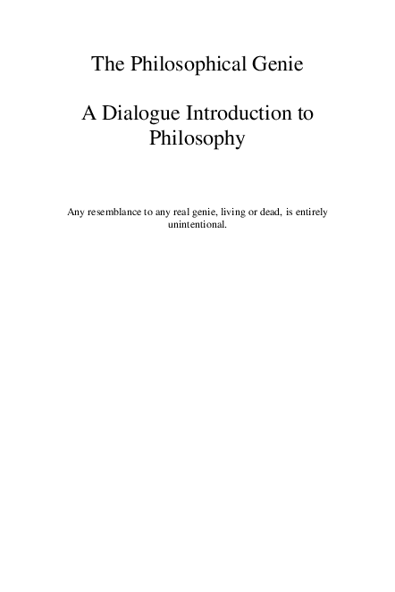 (PDF) The Philosophical Genie: A Dialogue Introduction to Philosophy