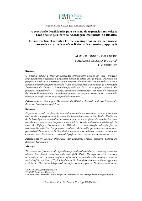 (PDF) The construction of activities for the teaching of numerical sequences: An analysis by the ...