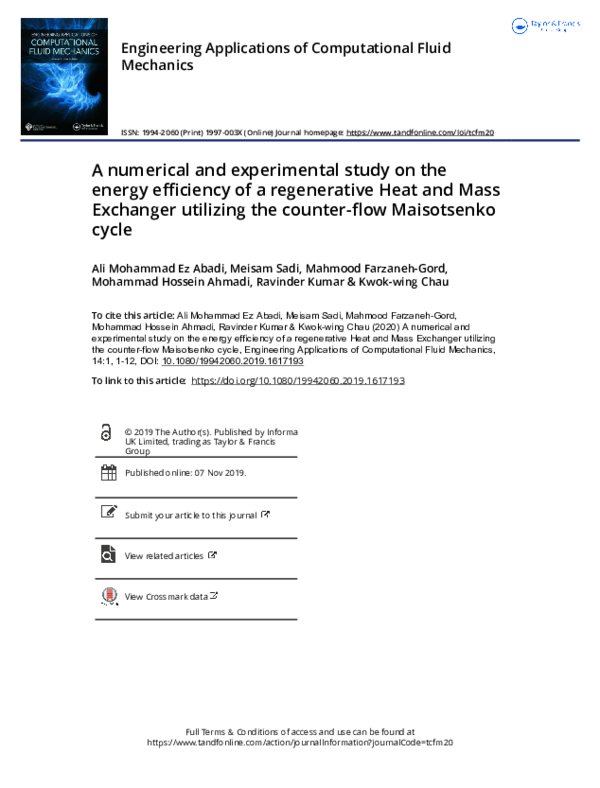 (PDF) A numerical and experimental study on the energy efficiency of a ...