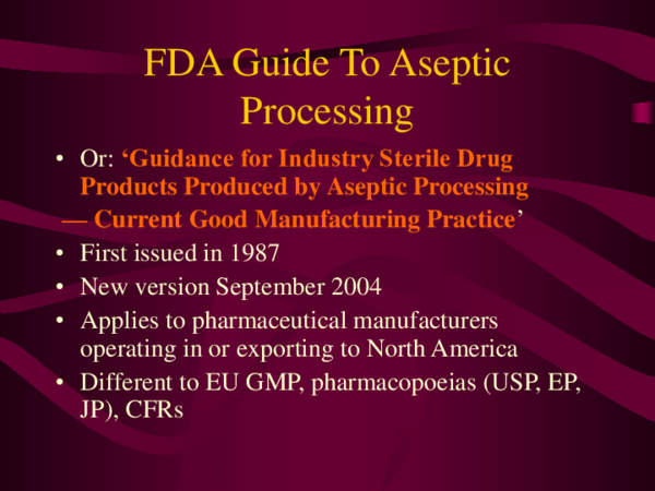 Ppt Fda Guide To Aseptic Processing 0869