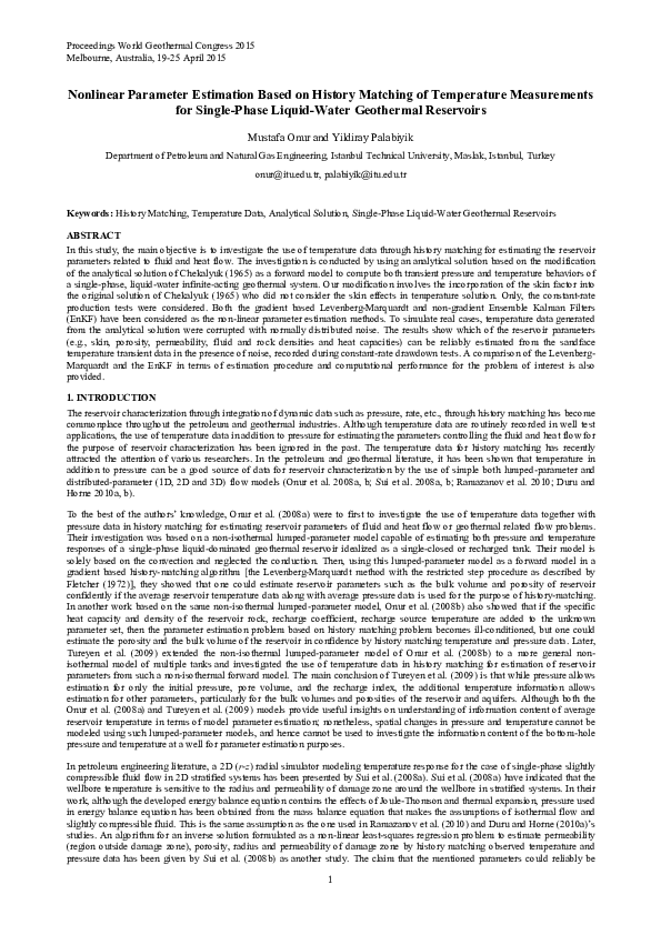 Pdf Nonlinear Parameter Estimation Based On History Matching Of