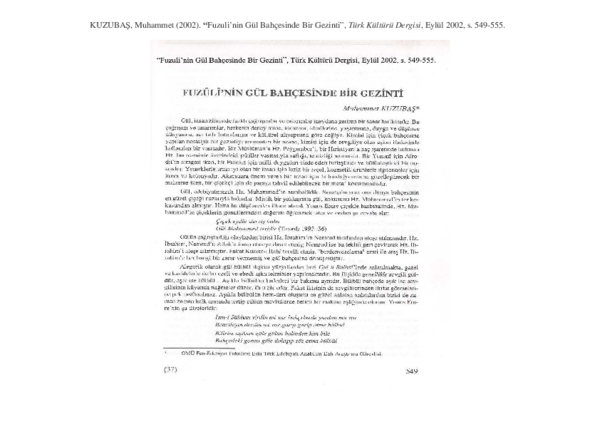 (PDF) Fuzuli’nin Gül Bahçesinde Bir Gezinti