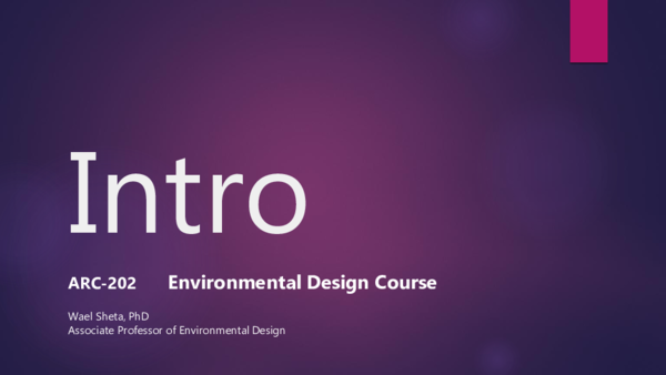 (PDF) Environmental Design Course - Lecture 01