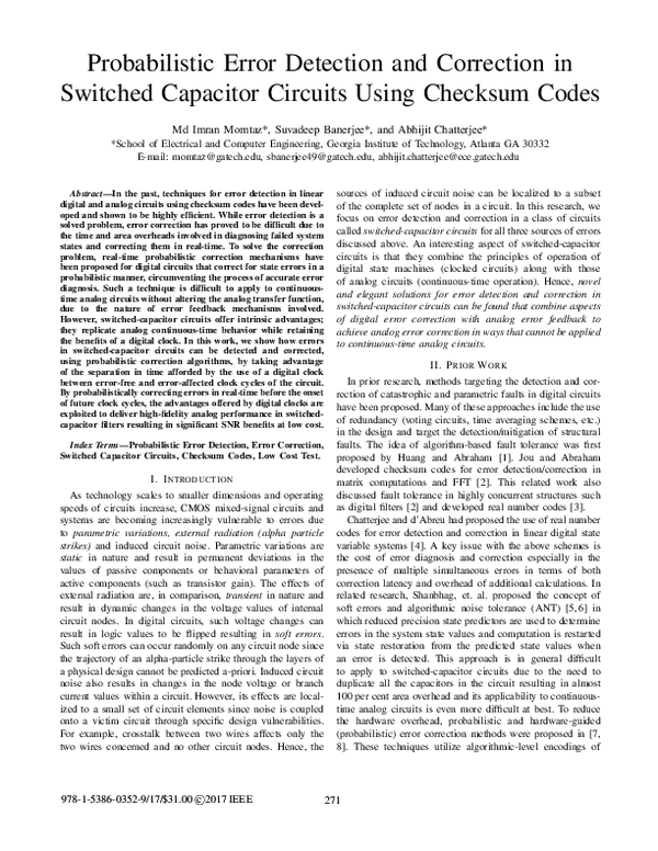 (PDF) Probabilistic Error Detection and Correction in Switched ...