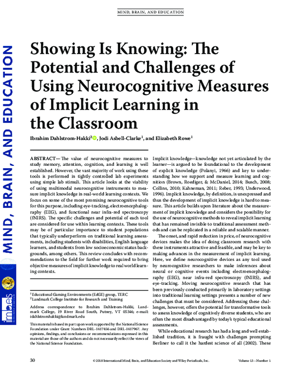 (PDF) Showing Is Knowing: The Potential and Challenges of Using Neurocognitive Measures of ...