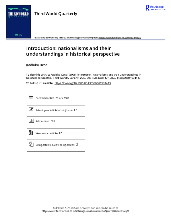 (PDF) Introduction: Nationalisms and their Understandings in Historical ...