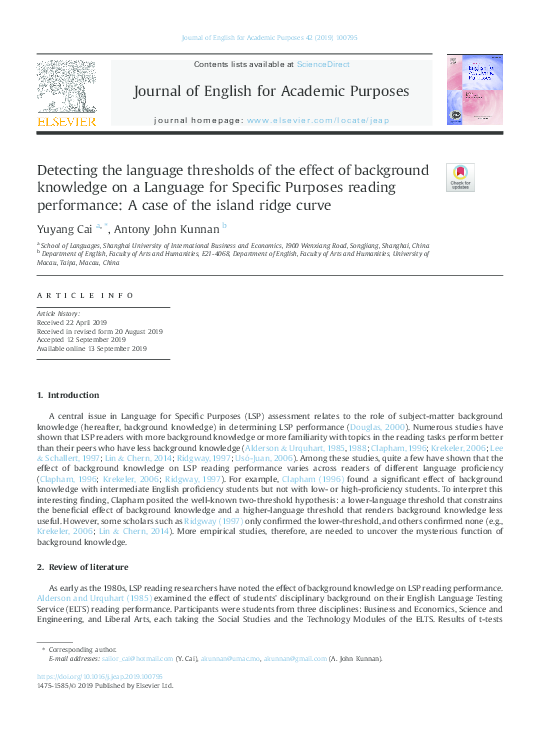 (PDF) Detecting the language thresholds of the effect of background knowledge on a Language for ...