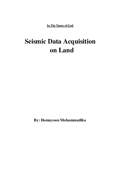 (PDF) Seismic Data Acquisition on Land