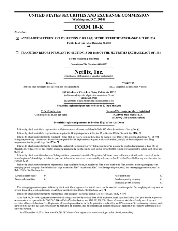 (PDF) Netflix - Annual report 2018
