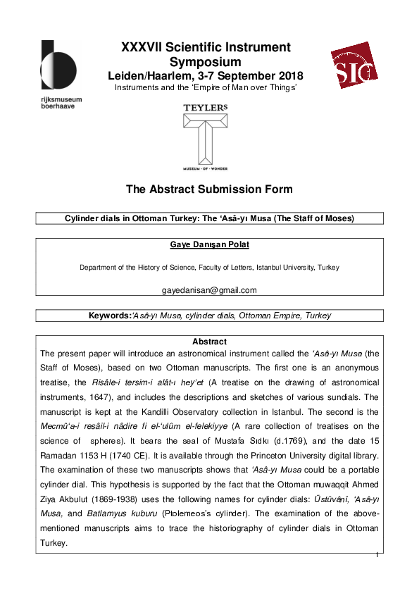 (PDF) XXXVII Scientific Instrument Symposium The Abstract Submission ...