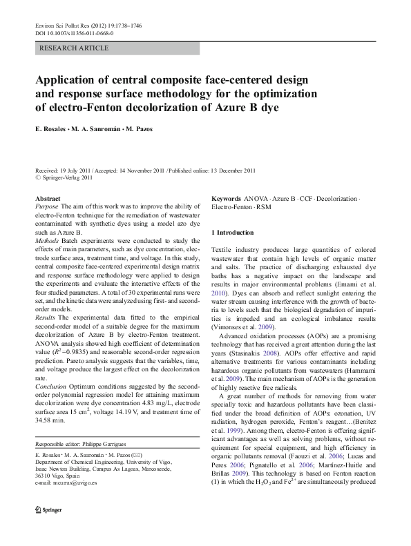 (PDF) Application of central composite face-centered design and ...