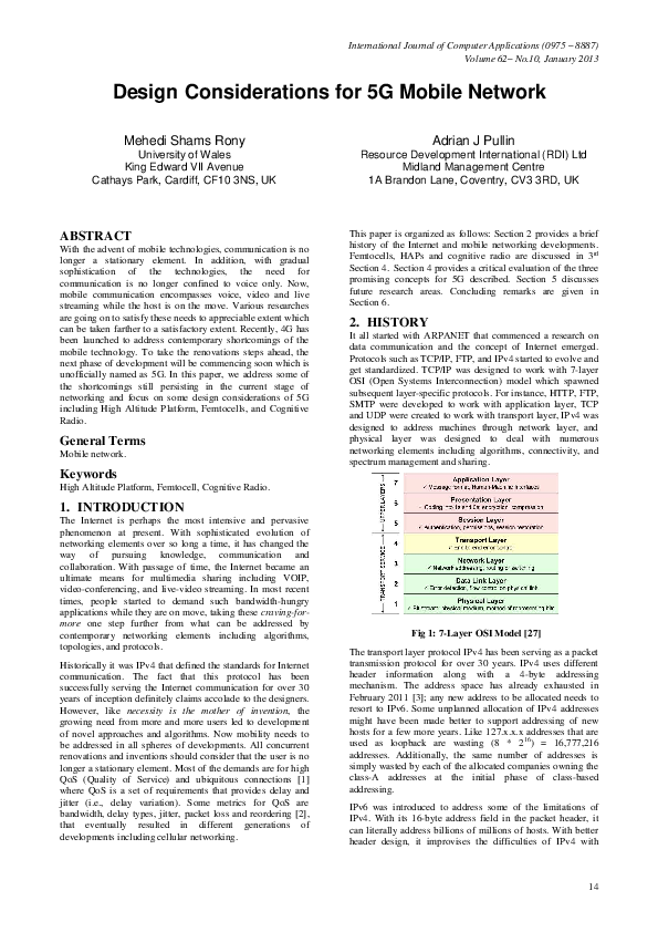 (PDF) Design Considerations for 5G Mobile Network