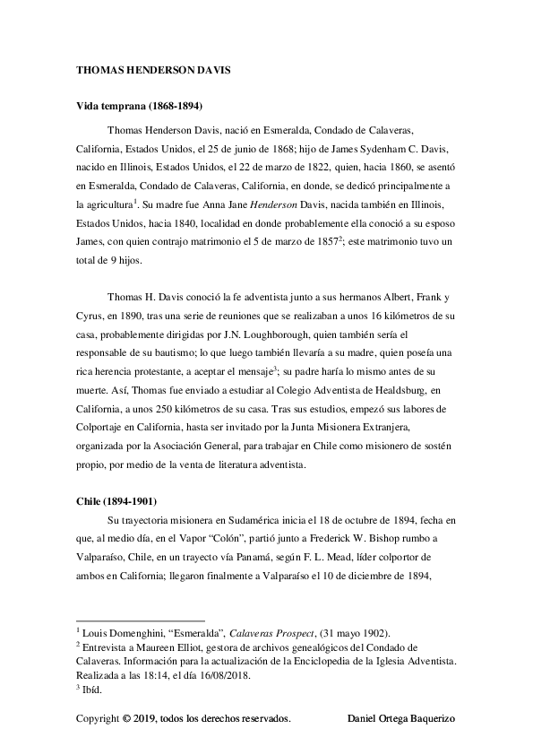 (PDF) Biografía histórica de Thomas H. Davis - Historia del Adventismo