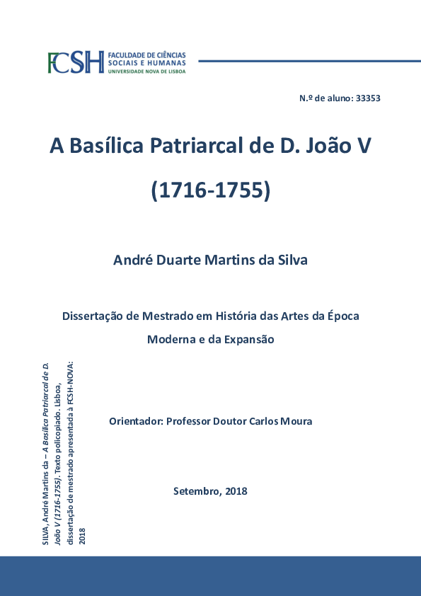 (PDF) A Basílica Patriarcal de D. João V (1716-1755) | André Martins da Silva - Academia.edu