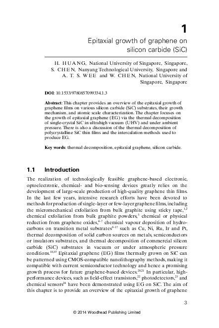 (PDF) Epitaxial growth of graphene on silicon carbide SiC 2014 Graphene